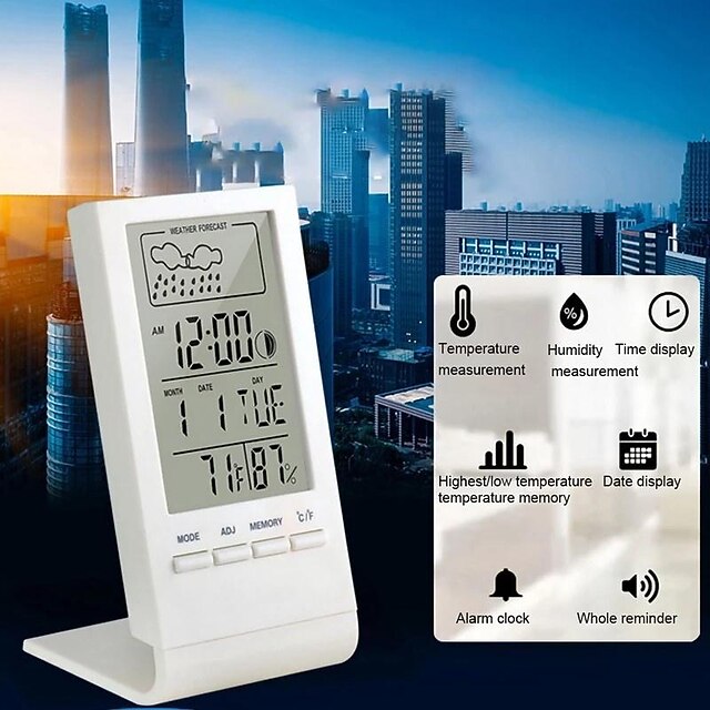 LED Digital Clock Thermometer Hygrometer Gauge Indicator Alarm Clock ...
