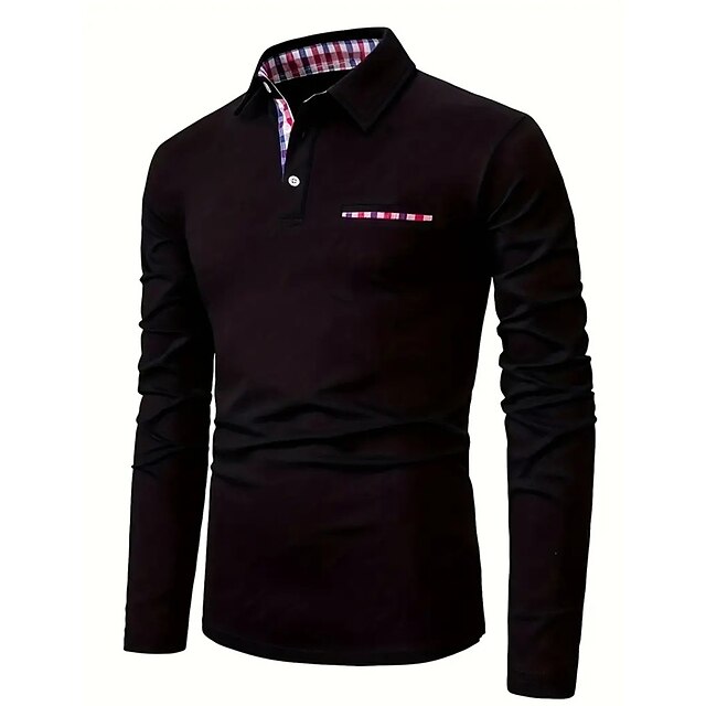 Men's Button Up Polos Polo Shirt Casual Sports Lapel Long Sleeve ...