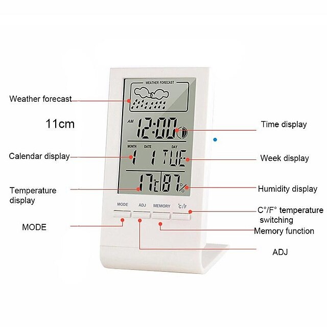 LED Digital Clock Thermometer Hygrometer Gauge Indicator Alarm Clock ...