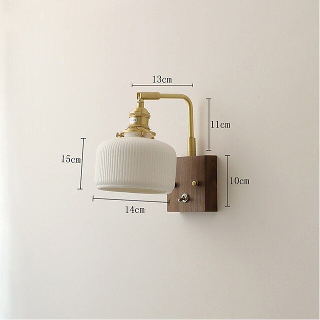 Lightinthebox Ceramic Wall Sconce Small Wall Lamp, Rustic Walnut Wood ...