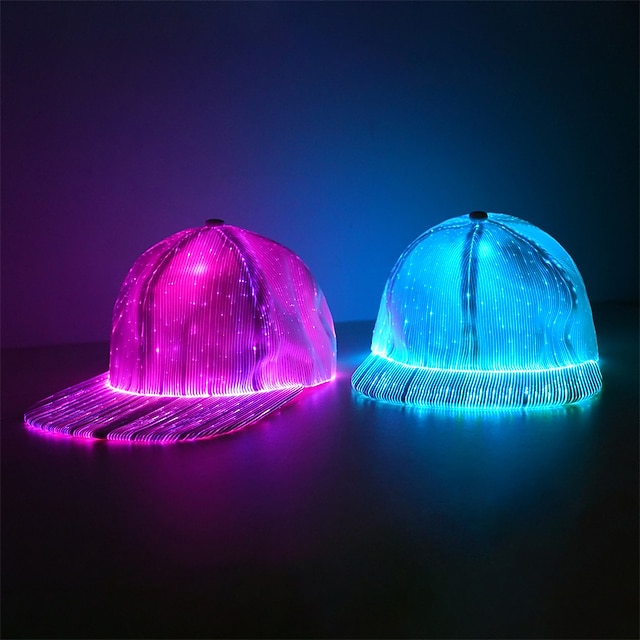 LED Fiber Optic Cap with 7 Colors, USB Rechargeable Glowing Baseball ...