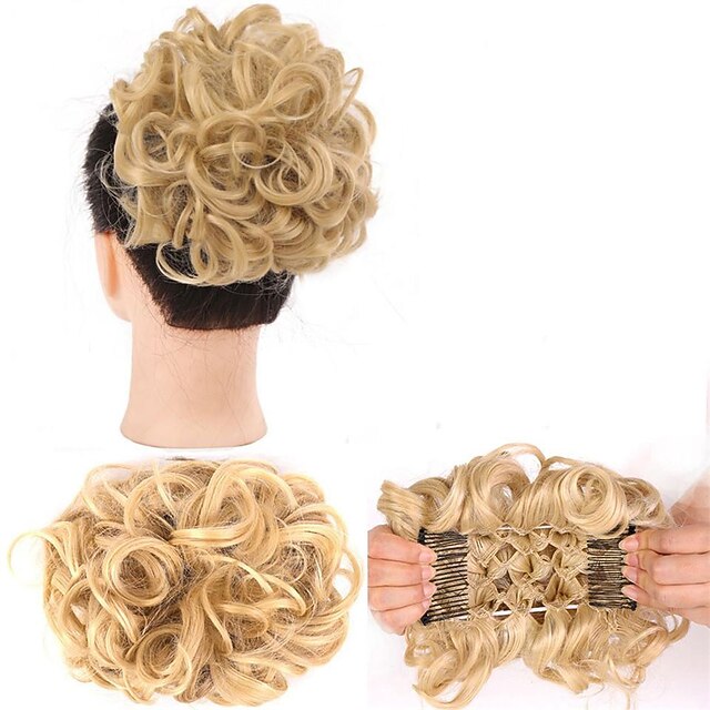 Effortless Messy Bun Look: Natural-Looking Synthetic Hair Extensions ...