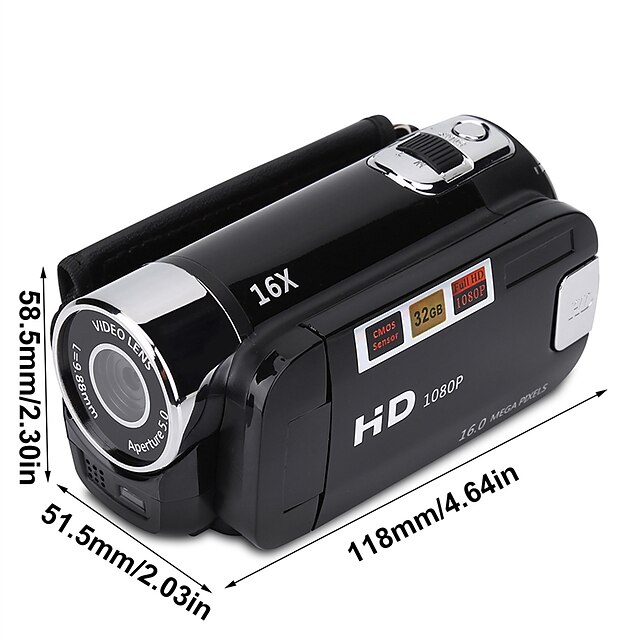 Portable Full HD 1080P Vlogging Camera Recorder, 2.7" LCD, 270 ...