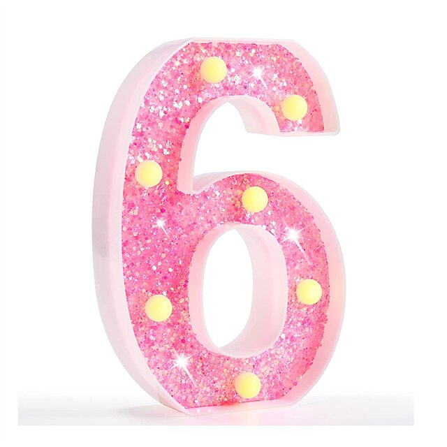 LED Letter Lights Light Up Pink Letters Glitter Alphabet Letter Sign ...