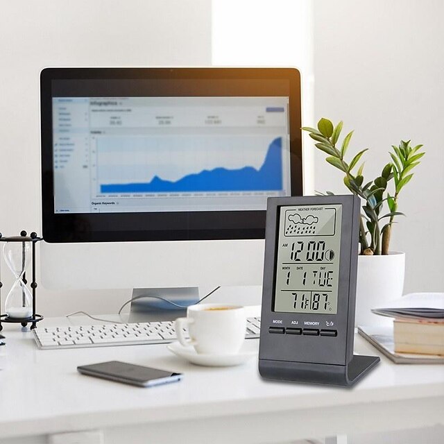 LED Digital Clock Thermometer Hygrometer Gauge Indicator Alarm Clock ...