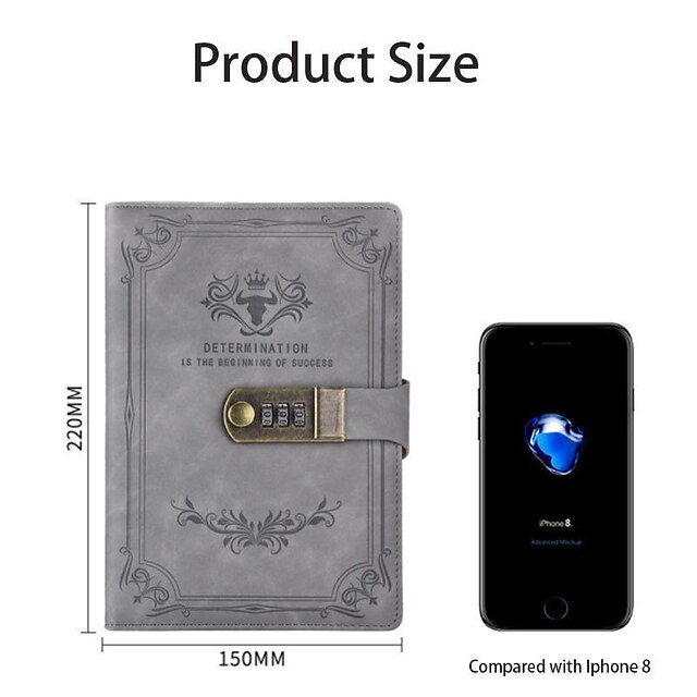 A5 200 Pages Retro Password Book with Lock Diary Thickened Creative ...