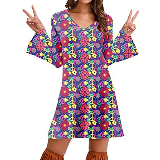 Retro Vintage 1970s Disco Dress 70s Fancy Dress Women 70s Outfits Flare ...