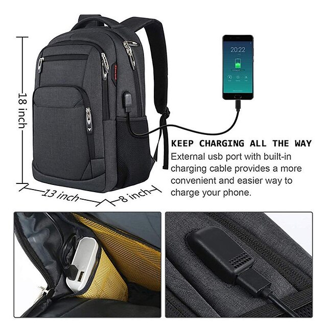 Classic Men's and Women's Anti-theft Waterproof Laptop Backpack with ...