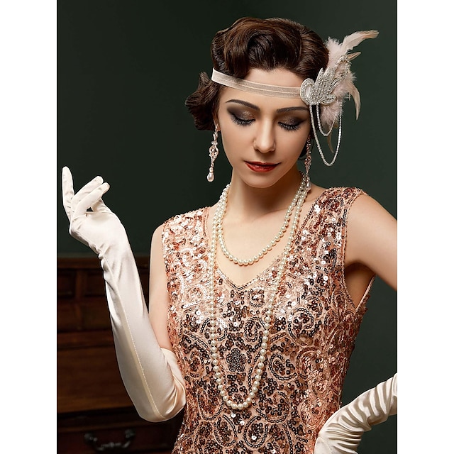 1920s Flapper Headband Feather Accessories Set for Women 4 PCS Roaring ...