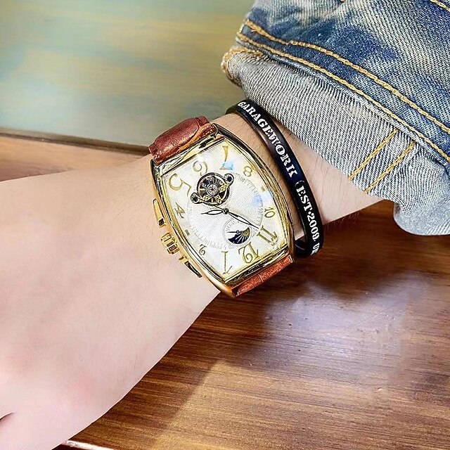 Men Mechanical Watch Luxury Large Dial Fashion Business Hollow Skeleton ...