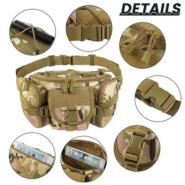 Waterproof Nylon Men Fanny Pack Tactical Military Army Waist Bag Hiking ...