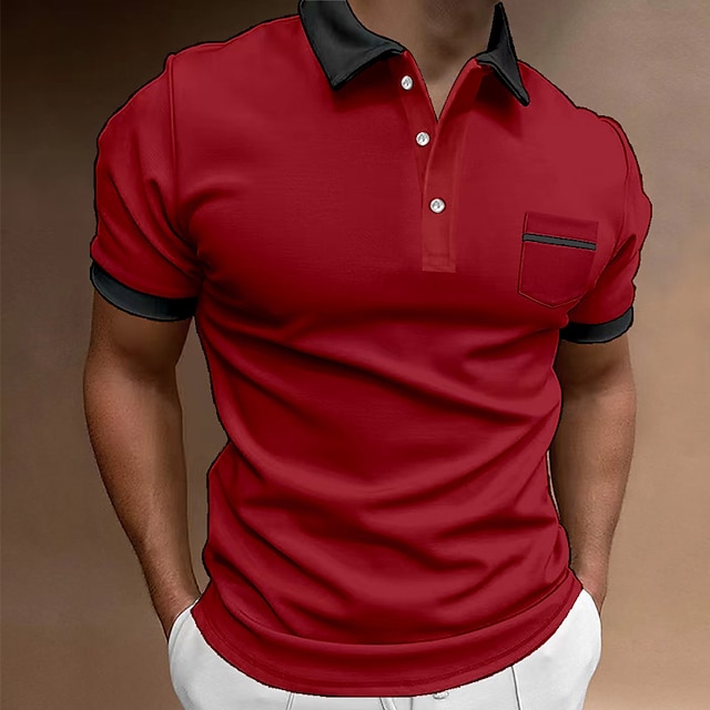 Men's Polo Shirts Button Up Polos Casual Holiday Lapel Short Sleeve ...