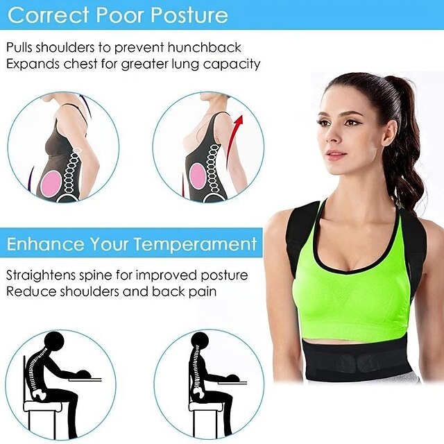 Adjustable Double Pull Strap Shoulder Spine Support Belt Lumbar Posture ...