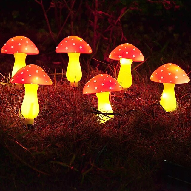Solar Outdoor Waterproof Garden Mushroom Lights 6LED 8 Modes Lighting ...