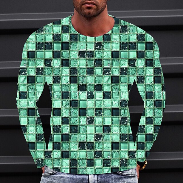 Men's Graphic Gradient Metallic Shirt T Shirt Long Sleeve T shirt 3D ...