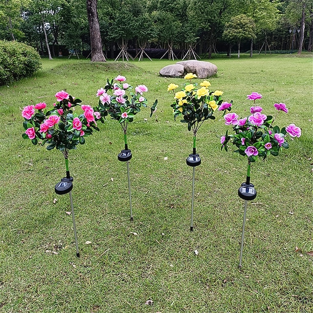 LED Solar Flower Lights Rhododendron Outdoor Simulated Flower Lamp LED ...