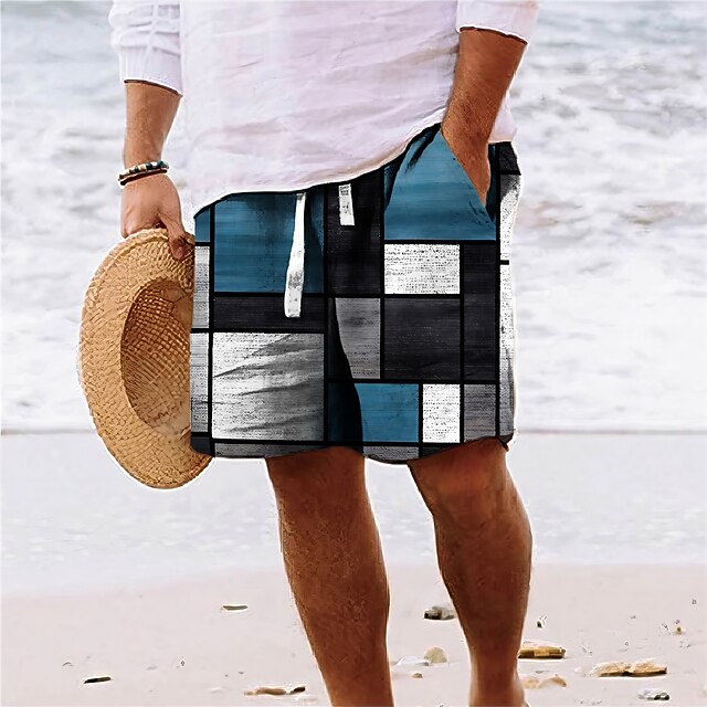 Men's Graphic Color Block Patchwork Shorts Summer Shorts Beach Shorts ...