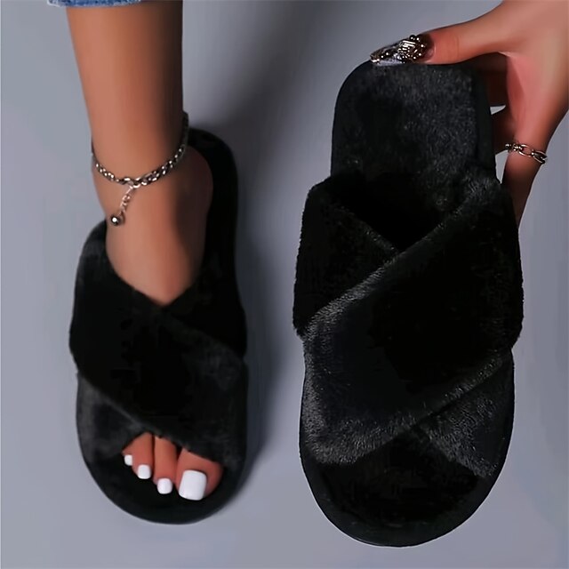 Women's Slippers Fuzzy Slippers Fluffy Slippers House Slippers Warm ...