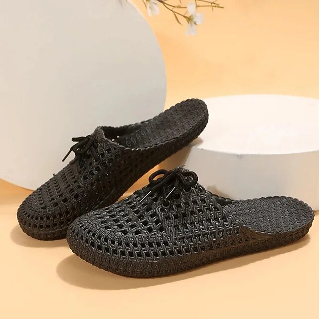 Women's Woven Slip-On Moccasin Shoes – Breathable Lace-Up Flats for ...