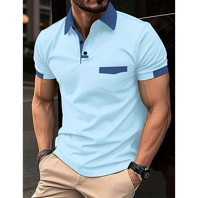 Men's Button Up Polos Polo Shirt Casual Holiday Lapel Short Sleeve ...