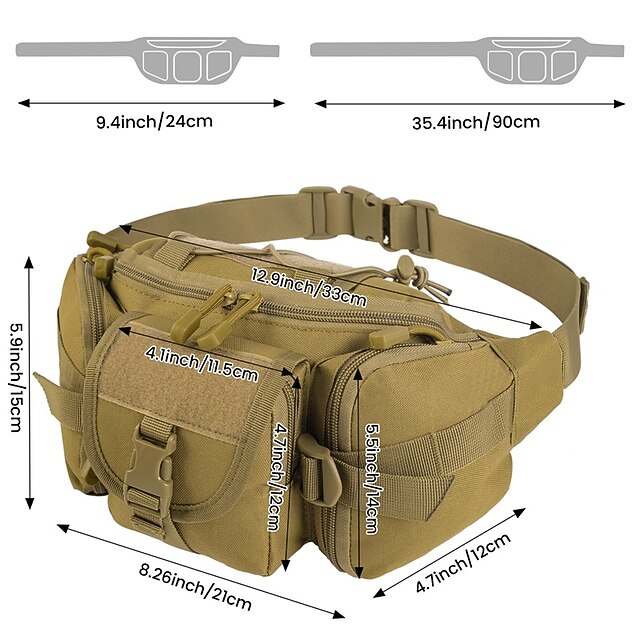 Waterproof Nylon Men Fanny Pack Tactical Military Army Waist Bag Hiking ...