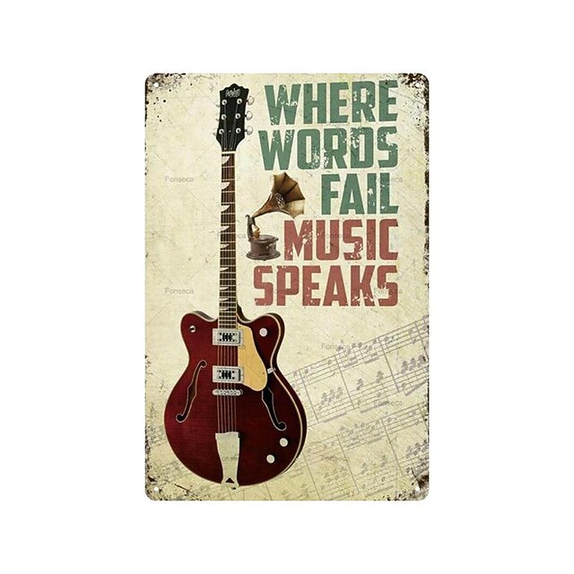 1pc Music Metal Tin Sign Vintage Kitchen Signs Wall Decor, Painting ...