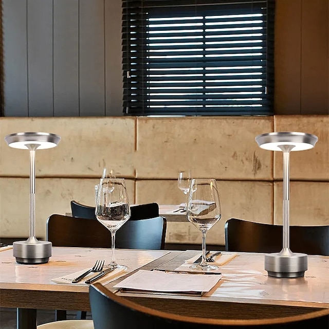 Aluminum Wireless Table Lamp Led Tri-color Touch Dimming Rechargeable ...