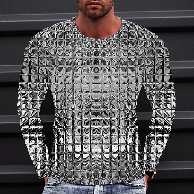 Men's Graphic Gradient Metallic Shirt T Shirt Long Sleeve T shirt 3D ...