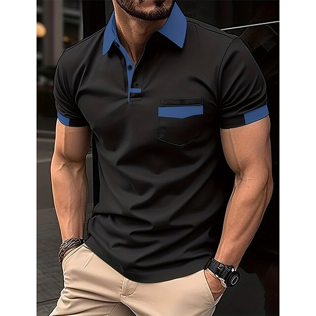 Men's Button Up Polos Polo Shirt Casual Holiday Lapel Short Sleeve ...