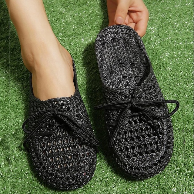 Women's Woven Slip-On Moccasin Shoes – Breathable Lace-Up Flats for ...