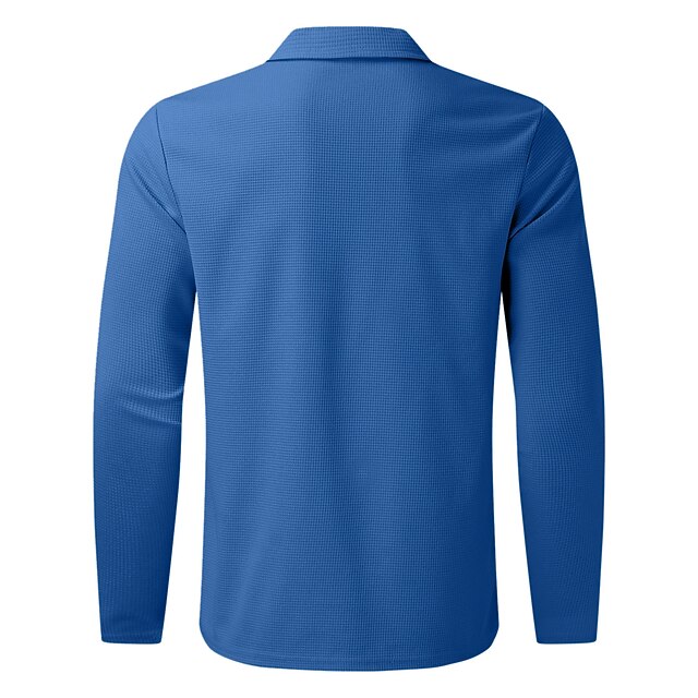 Men's Waffle Polo Shirts Textured Going out Gym Turndown Quarter Zip ...