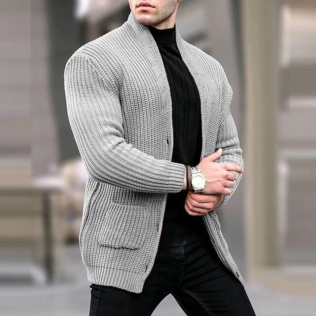 Men's Sweater Cropped Knitted Knit Long Knitted Solid / Plain Color Y ...