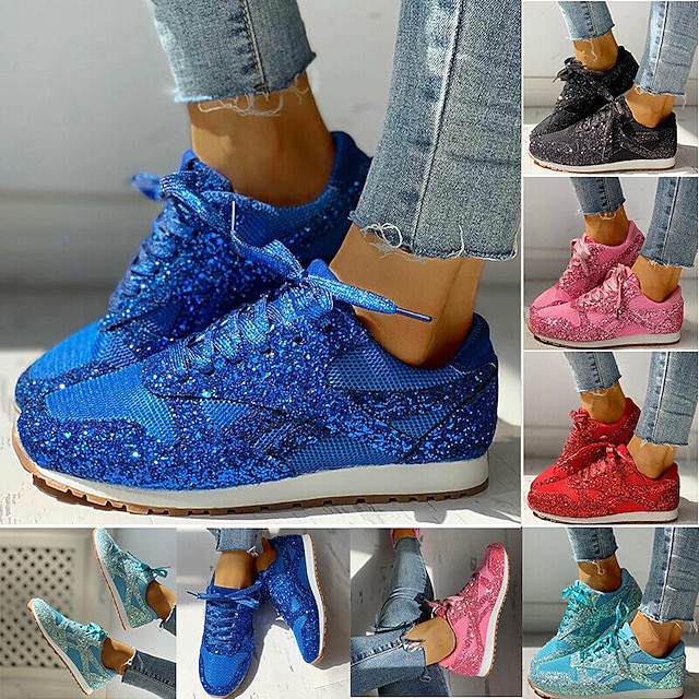 Women's Trainers Athletic Shoes Sneakers Bling Bling Sequins Bling ...