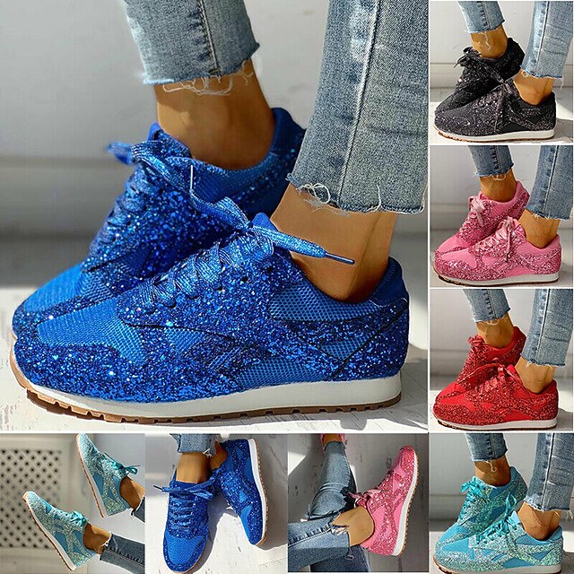 Women's Trainers Athletic Shoes Sneakers Bling Bling Sequins Bling ...
