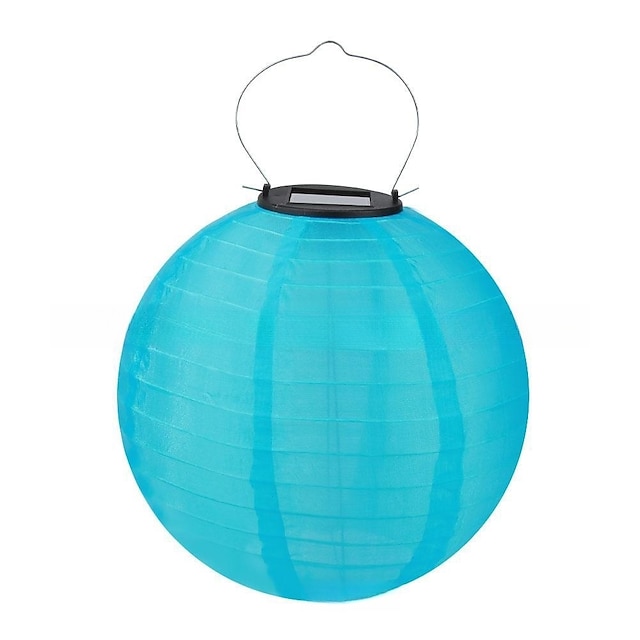 12" Solar Powered Lanterns Waterproof Outdoor Nylon Cloth Paper Lantern ...