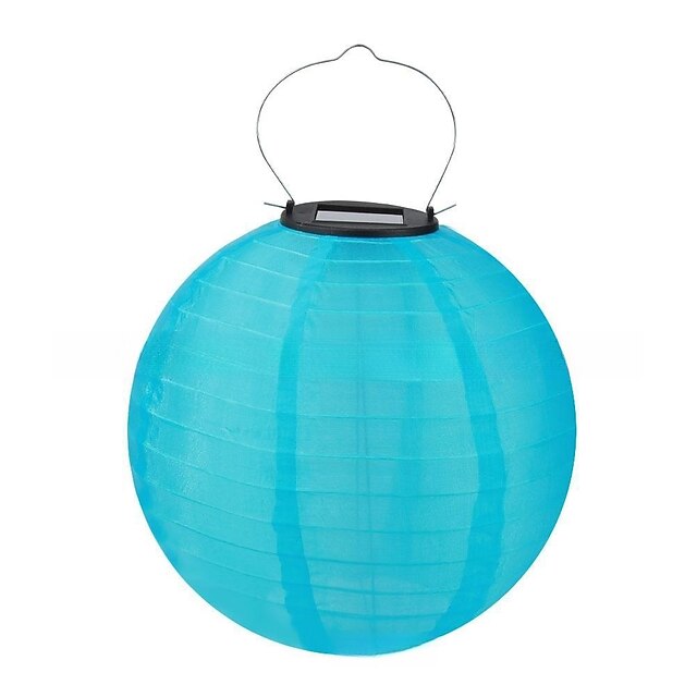 12" Solar Powered Lanterns Waterproof Outdoor Nylon Cloth Paper Lantern ...