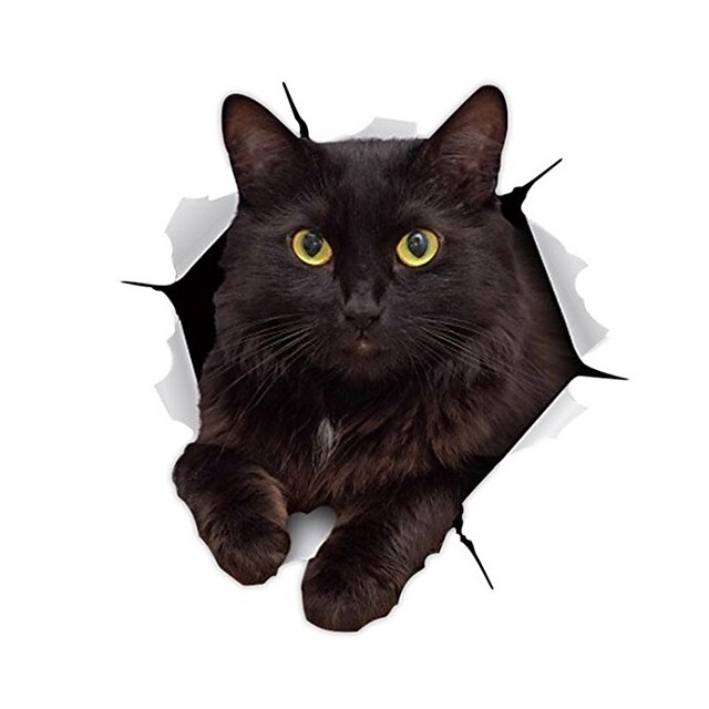 Winston & Bear 3D Cat Stickers - 2 Pack - Black Cat Wall Decals - Cat ...