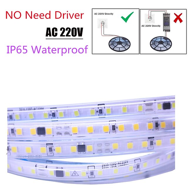 AC220V-240V LED Strip NO Need Driver IP65 Waterproof 3000K 4000K 6000K ...