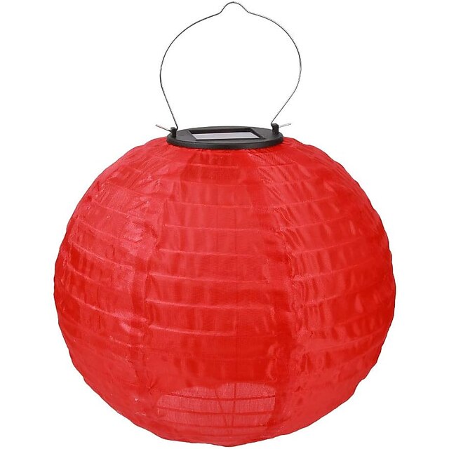 12" Solar Powered Lanterns Waterproof Outdoor Nylon Cloth Paper Lantern ...