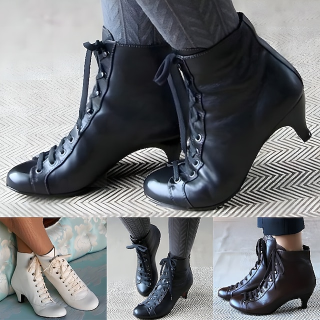 Women's Boots Combat Boots Heel Boots Daily Solid Color Booties Ankle ...