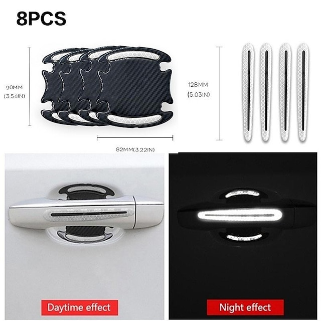 StarFire 4pcs/8pcs Universal Door Handle Sticker 3D Carbon Fiber Car ...