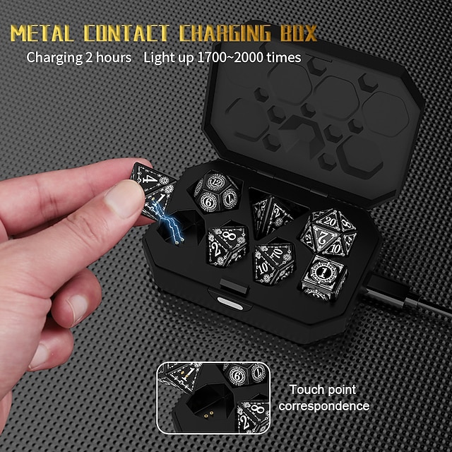 Rechargable DND Dice Light Up Dice 7 PCS Glowing Balanced LED Dice ...