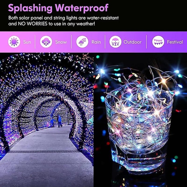 10M-100Leds/20M-200Leds/30M-300Leds Solar Copper Wire Light String ...
