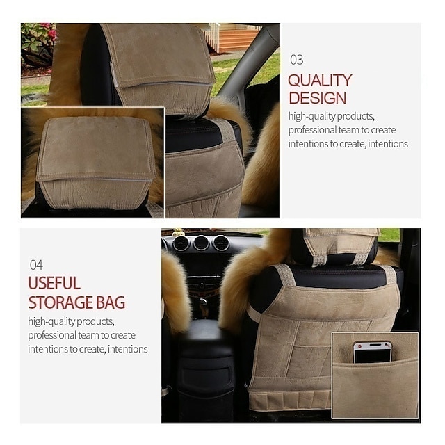 1pc Sheepskin Fur Car Seat Cover Universal, Wool Car Cushion Case ...