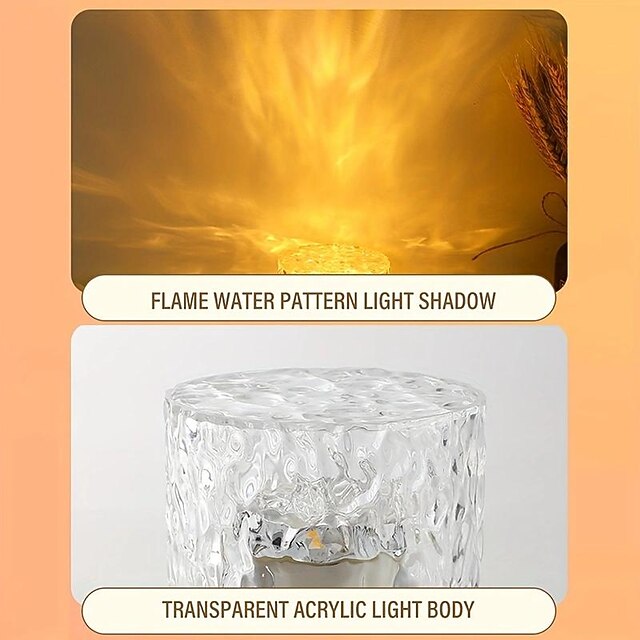 LED Water Ripple Ambient Night Light USB Rechargeable Rotating ...