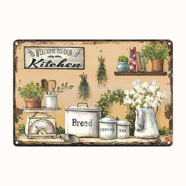 1pc Retro Metal Tin Sign Words Tin Sign Vintage Kitchen Signs Wall ...