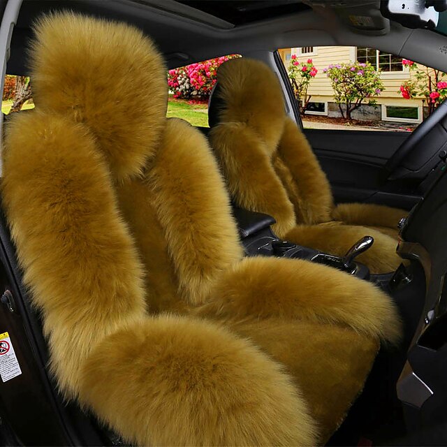 1pc Sheepskin Fur Car Seat Cover Universal, Wool Car Cushion Case ...