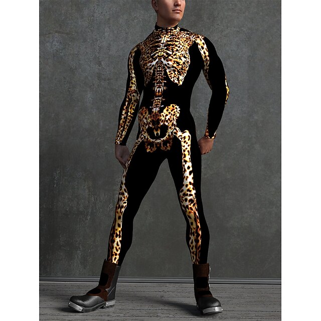 Carnival Costume Full Body Suit Skeleton Skull Carnival Cosplay Costume ...