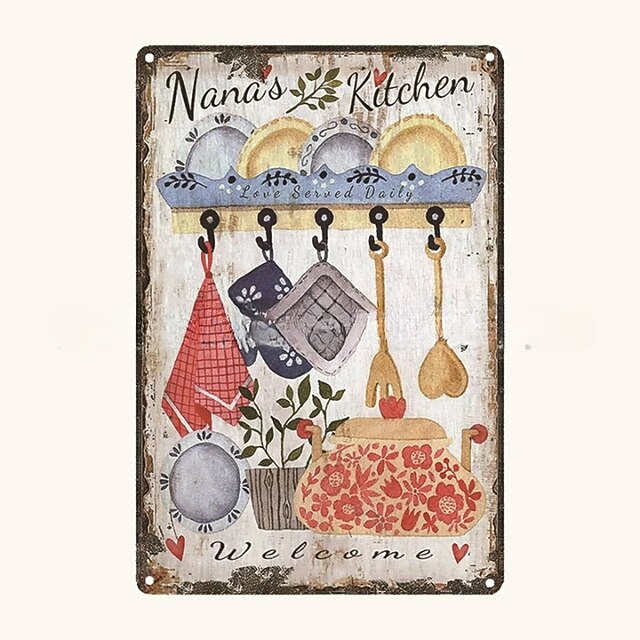 1pc Retro Metal Tin Sign Words Tin Sign Vintage Kitchen Signs Wall ...