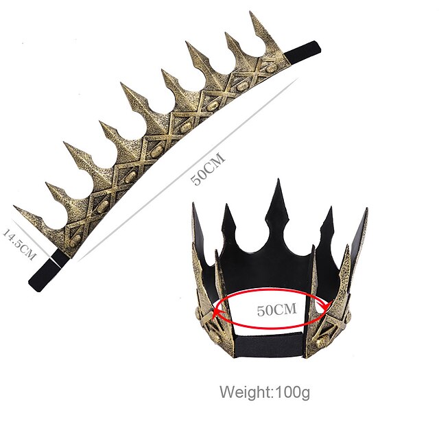Retro Vintage Medieval Crown Prince Viking Fancy Dress Men's Fantasy ...